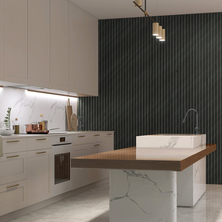 Carbon Black with Diagonal Texture WPC Fluted Slat Wall Panel ...